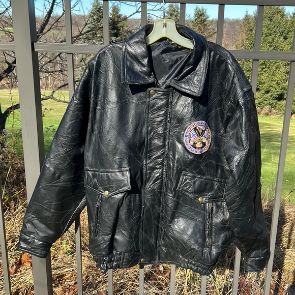 Jackets & Coats | Vintage Us Army Black Leather Bomber Jacket Size ...